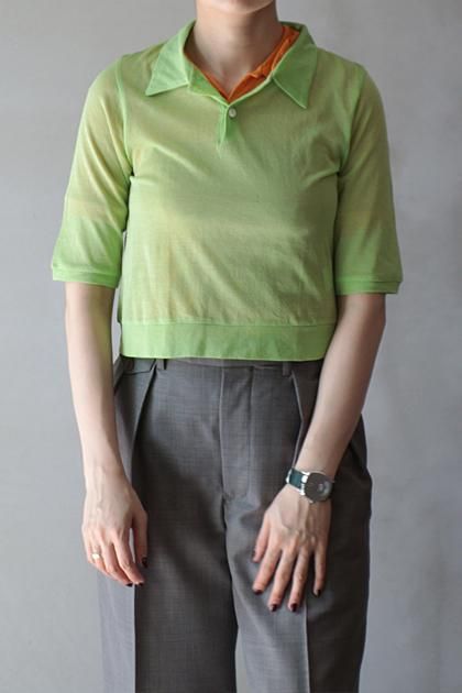 HARD TWIST COTTON GAUZE SHORT POLO - VIOLA STELLA WEB SHOP HARD TWIST COTTON GAUZE SHORT POLO - VIOLA STELLA WEB SHOP
