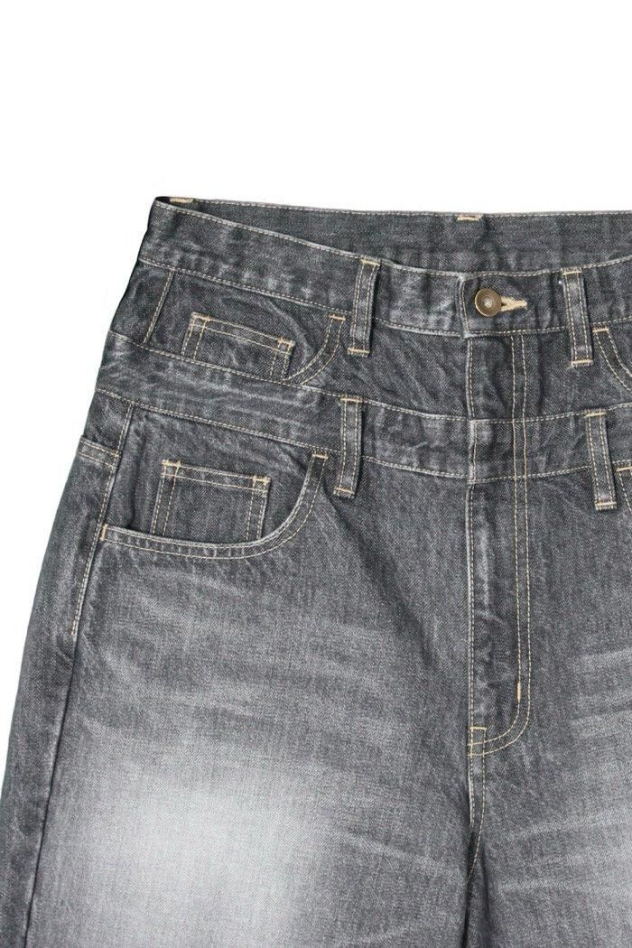 BIO / DOUBLE WAIST JEANS - wash black - 乱痴気LANTIKI BIO / DOUBLE WAIST JEANS - wash black - 乱痴気LANTIKI