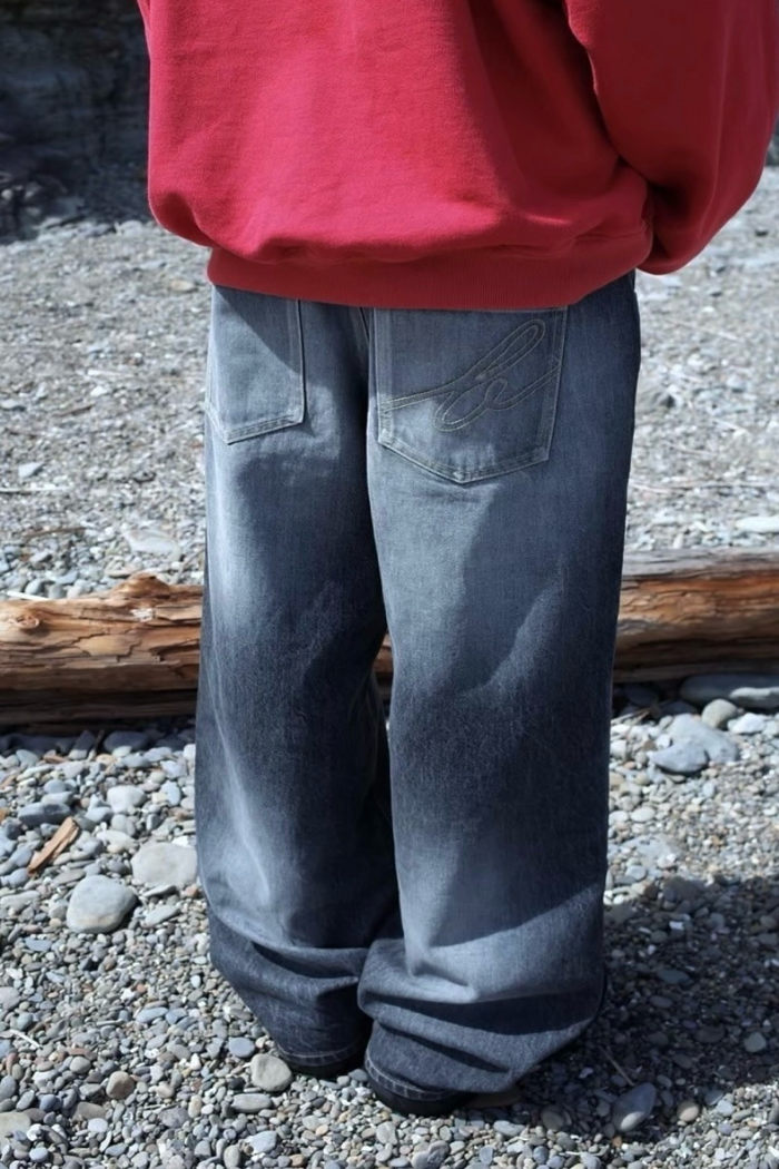 BIO / DOUBLE WAIST JEANS - wash black - 乱痴気LANTIKI BIO / DOUBLE WAIST JEANS - wash black - 乱痴気LANTIKI