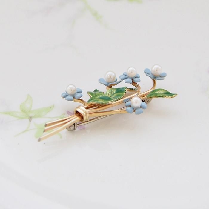 Krementz クレメンツ ゴールドトーン パール 忘れな草 花束 Krementz クレメンツ ゴールドトーン パール 忘れな草 花束
