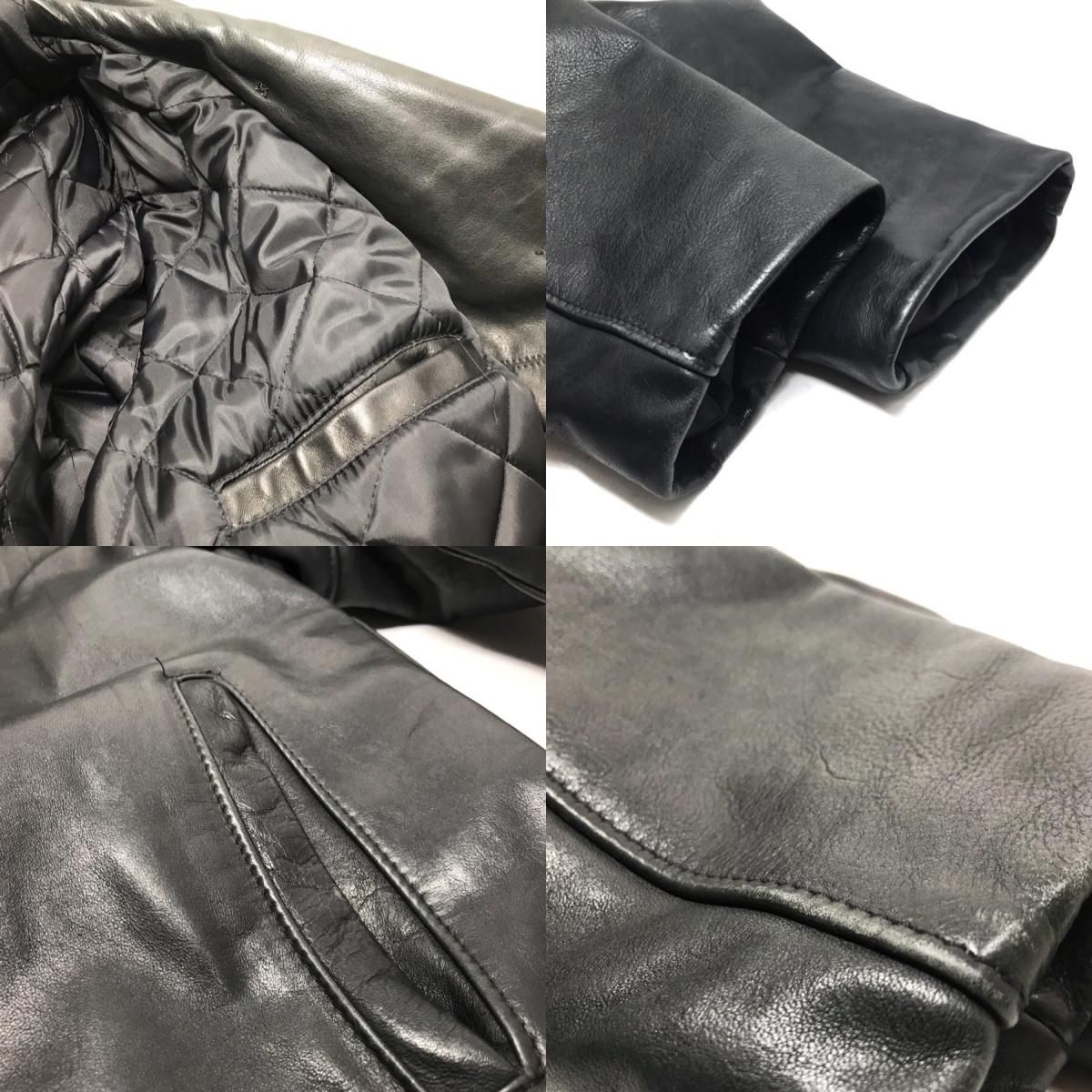 USA製 90s GOODENOUGH × Schott Leather Pea Coat 黒 38 USA製 90s GOODENOUGH × Schott Leather Pea Coat 黒 38