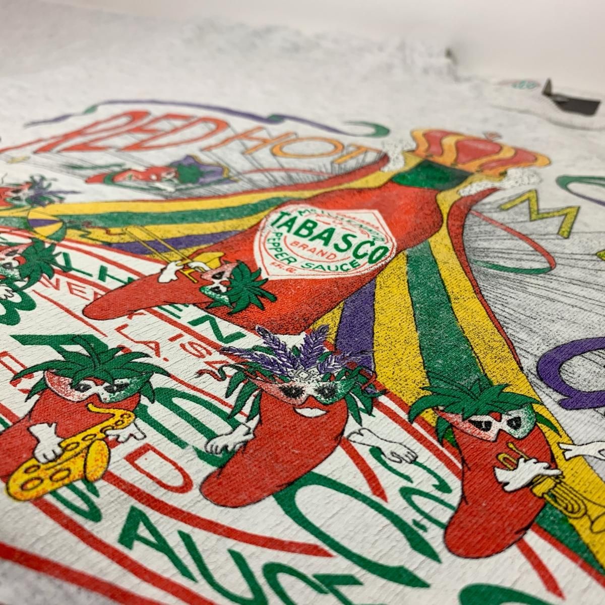 USA製 90s TABASCO Print S/S Tee 灰 L タバスコ 半袖 Tシャツ USA製 90s TABASCO Print S/S Tee 灰 L タバスコ 半袖 Tシャツ