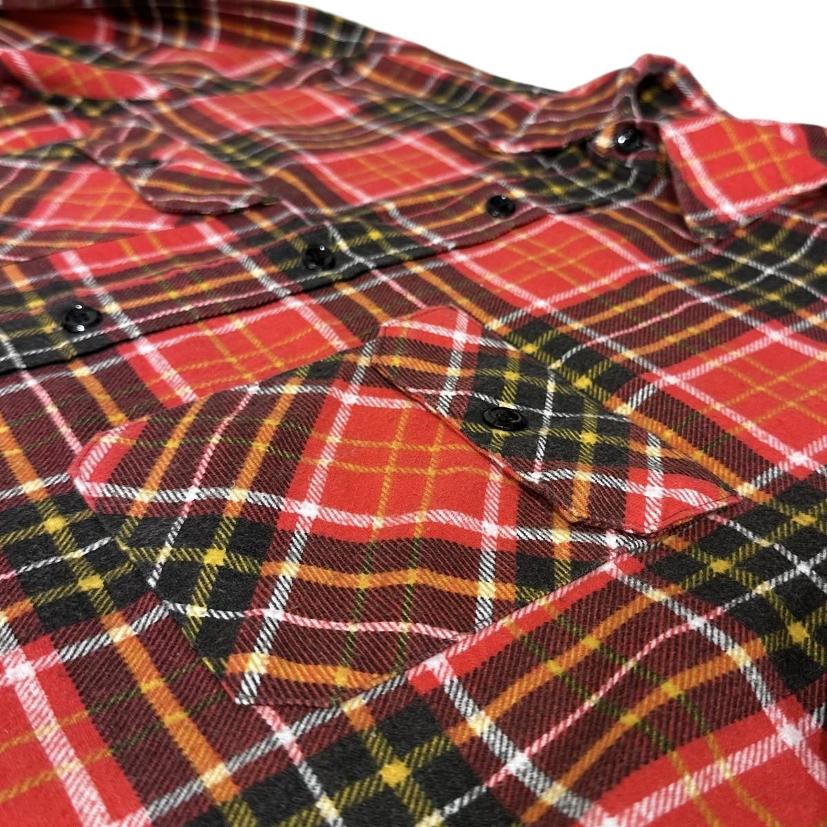70s Sears Print Flannel L/S Shirt 赤黄 L シアーズ 長袖 70s Sears Print Flannel L/S Shirt 赤黄 L シアーズ 長袖