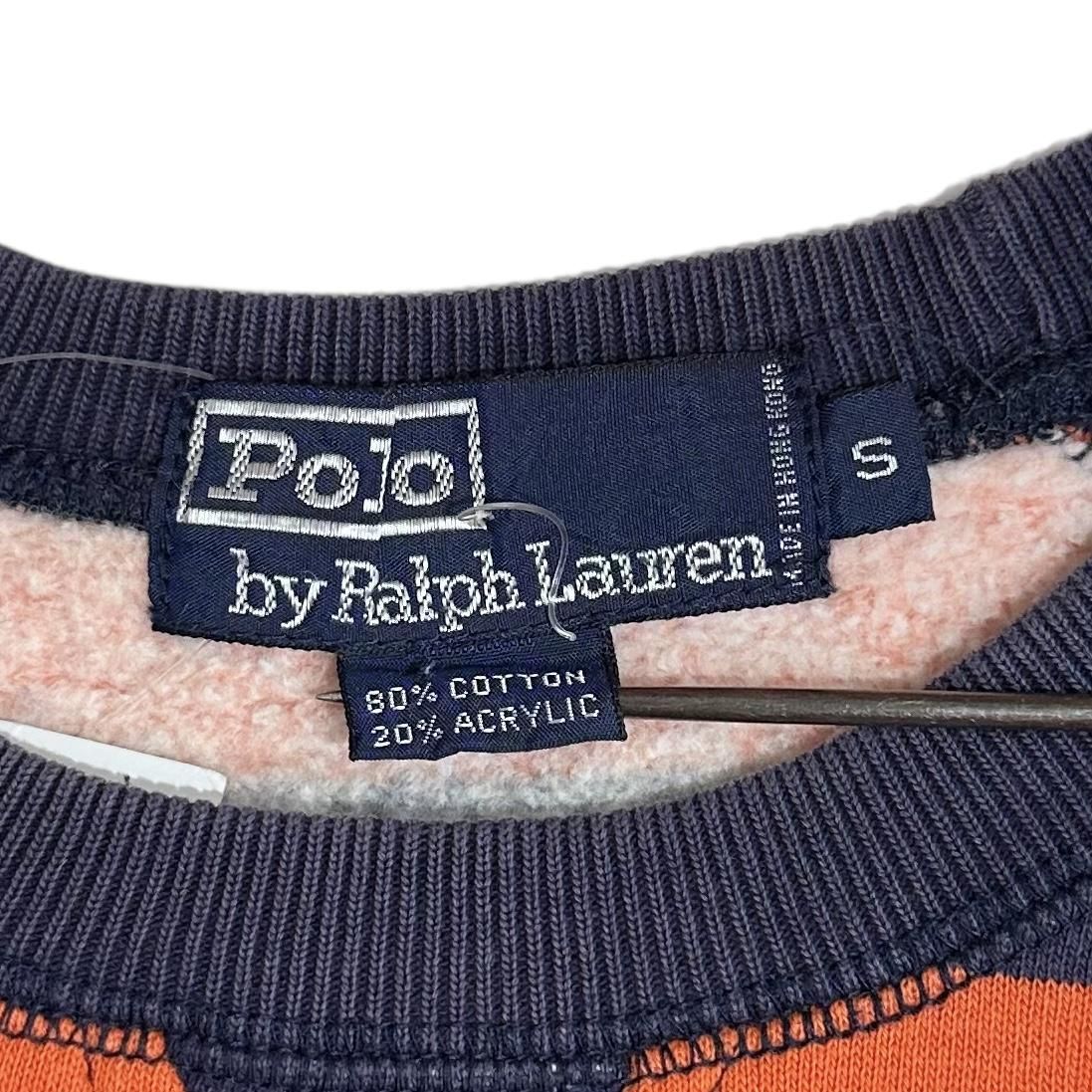 90s Polo Ralph Lauren Stripe Sweatshirt 紺オレンジ S ポロ 90s Polo Ralph Lauren Stripe Sweatshirt 紺オレンジ S ポロ