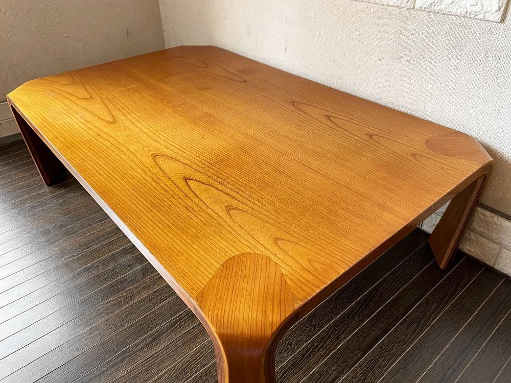 天童木工 TENDO プライウッド 座卓 ローテーブル ケヤキ材 乾三郎デザイン W121cm 和モダン 定価￥103,400- - TOKYO RECYCLE imption | 東京 ...