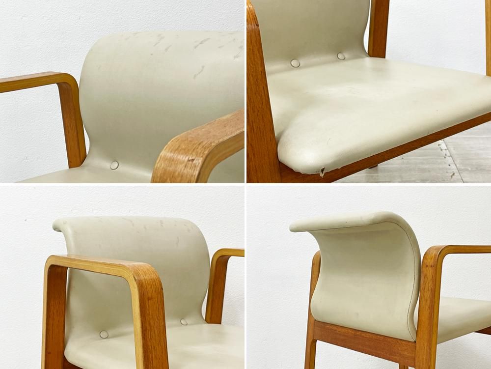 天童木工 Tendo アームチェア ダイニングチェア PVCレザー プライウッドフレーム チーク材 ジャパンビンテージ - TOKYO RECYCLE imption | 東京・世田谷の ...