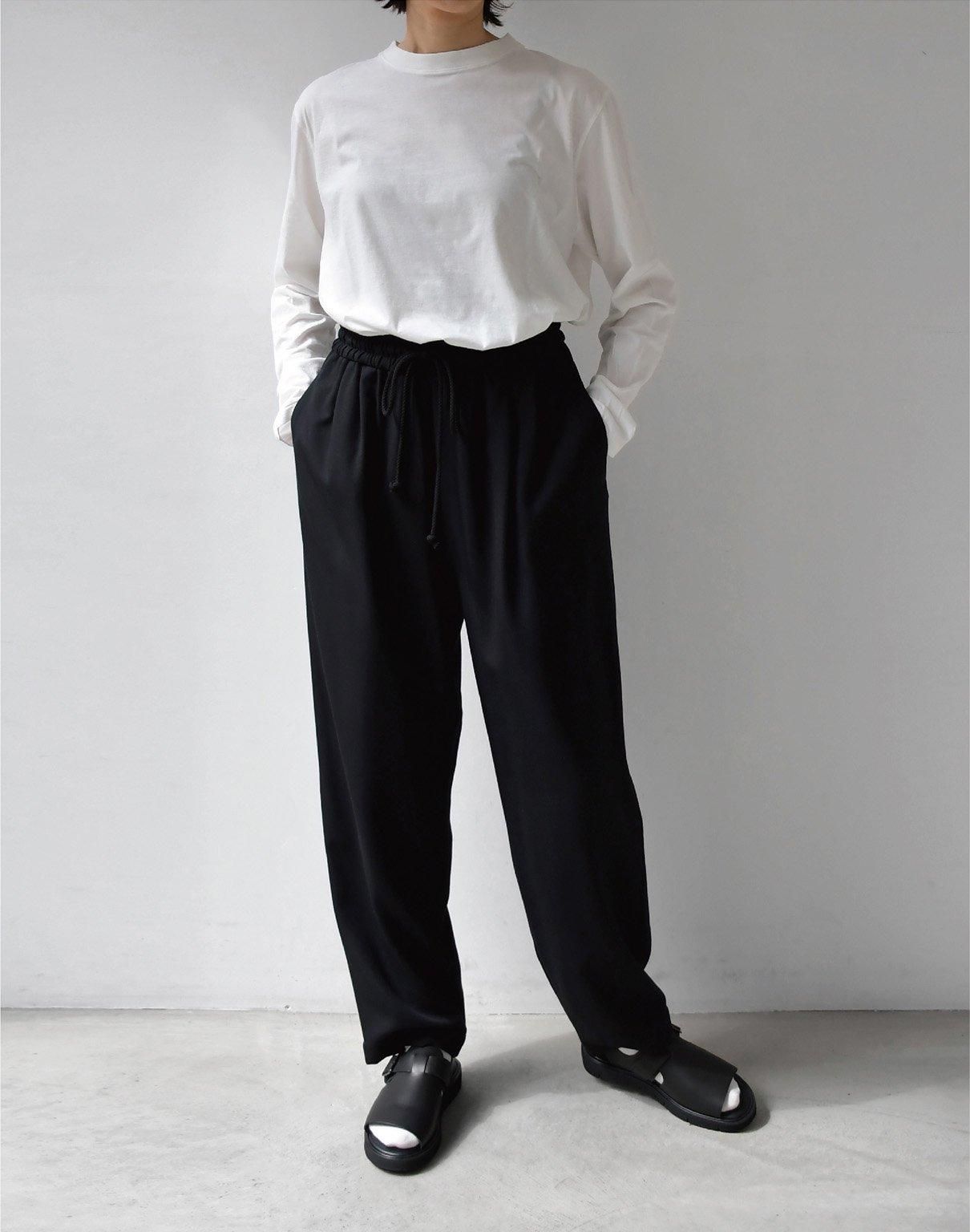 WIRROW soft wool drawstring pants black WIRROW soft wool drawstring pants black
