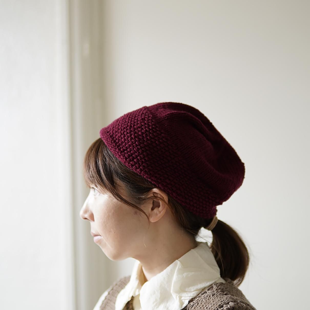 カシミヤのかのこ編み帽子 - atelier K'sk Online Store カシミヤのかのこ編み帽子 - atelier K'sk Online Store