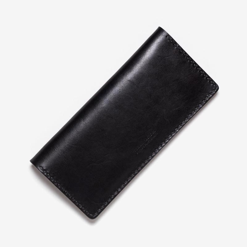レザー製スリム長財布 黒 やぼった レザー製スリム長財布 黒 やぼった
