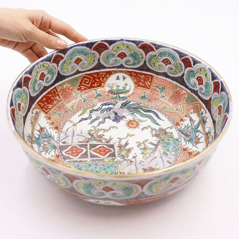 錦手 色絵 大鉢 大聖寺伊万里 盛り鉢 飾り鉢 カラフル 錦手 色絵 大鉢 大聖寺伊万里 盛り鉢 飾り鉢 カラフル