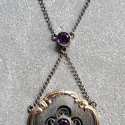 1930's Art Nouveau 9K Silver Amethyst Necklace(1930年代 1930's Art Nouveau 9K Silver Amethyst Necklace(1930年代