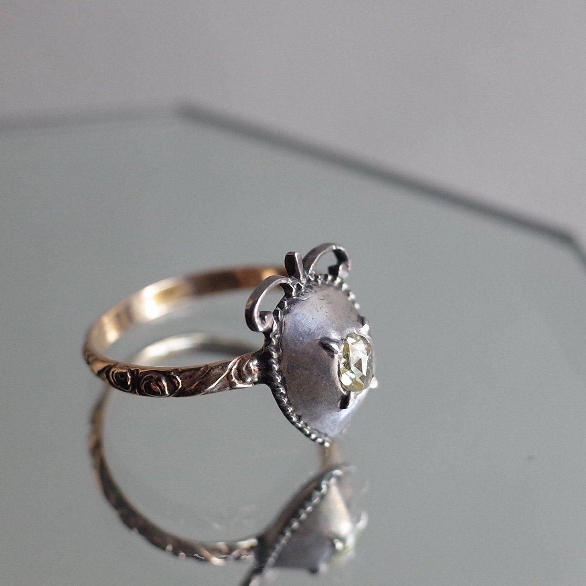 Victorian Silver 15KYG Diamond Crowned Heart Ring Victorian Silver 15KYG Diamond Crowned Heart Ring