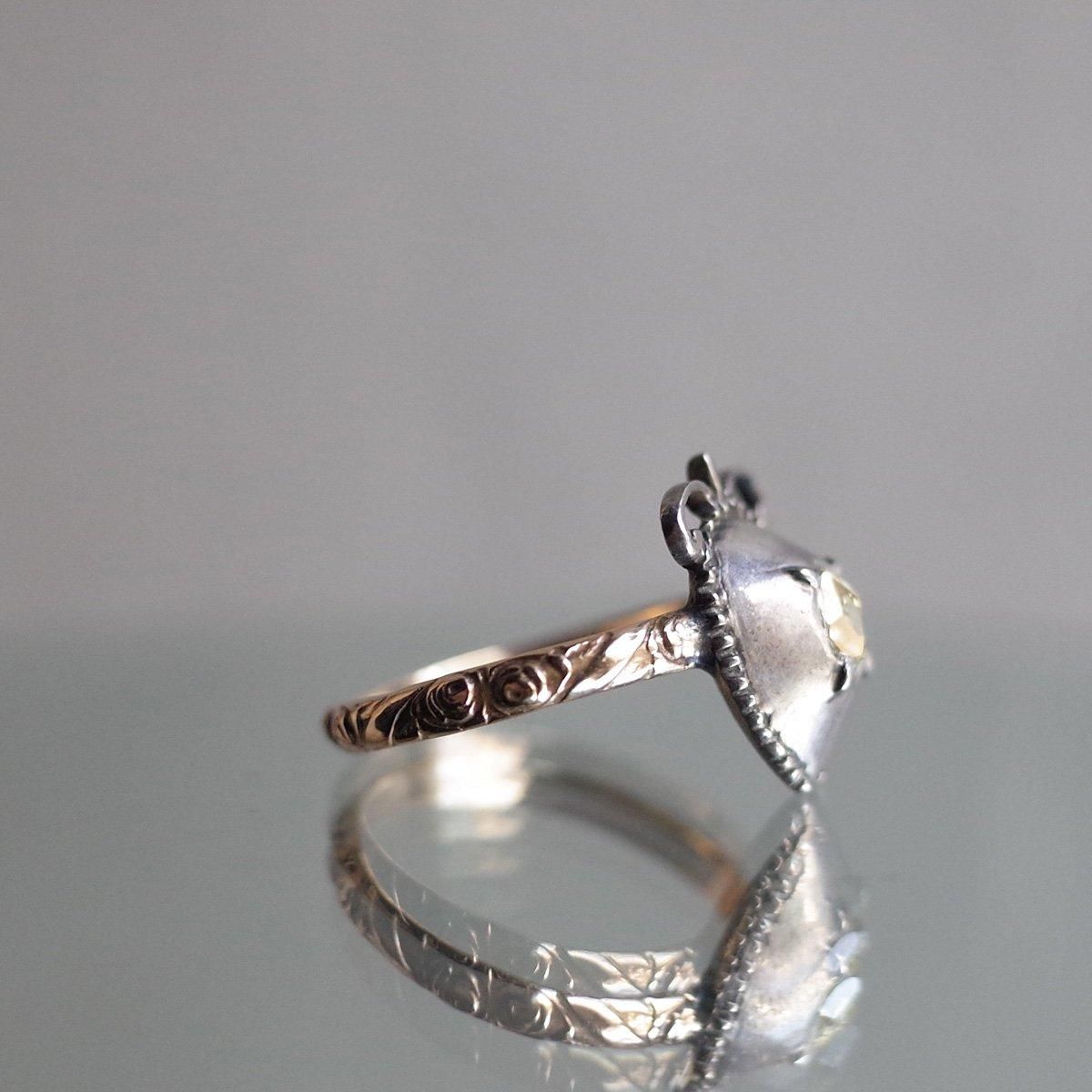 Victorian Silver 15KYG Diamond Crowned Heart Ring Victorian Silver 15KYG Diamond Crowned Heart Ring