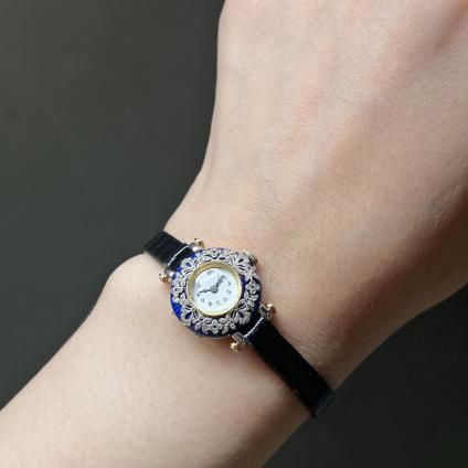 Antique LONGINES(ロンジン)金無垢 青エナメルケース プラチナ Antique LONGINES(ロンジン)金無垢 青エナメルケース プラチナ