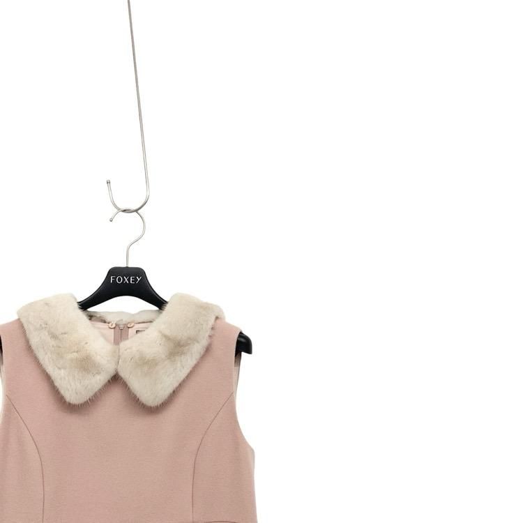 FOXEY フォクシー ホイップドクリーム ドレス ミンクファー付 FOXEY フォクシー ホイップドクリーム ドレス ミンクファー付