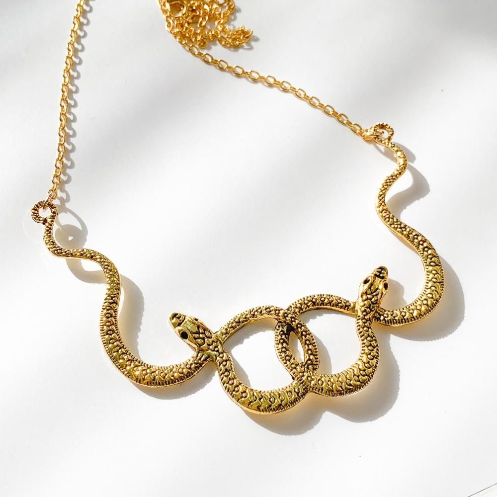 スネーク 蛇 ワイドモチーフ ネックレス GOLD[1000円均一 スネーク 蛇 ワイドモチーフ ネックレス GOLD[1000円均一