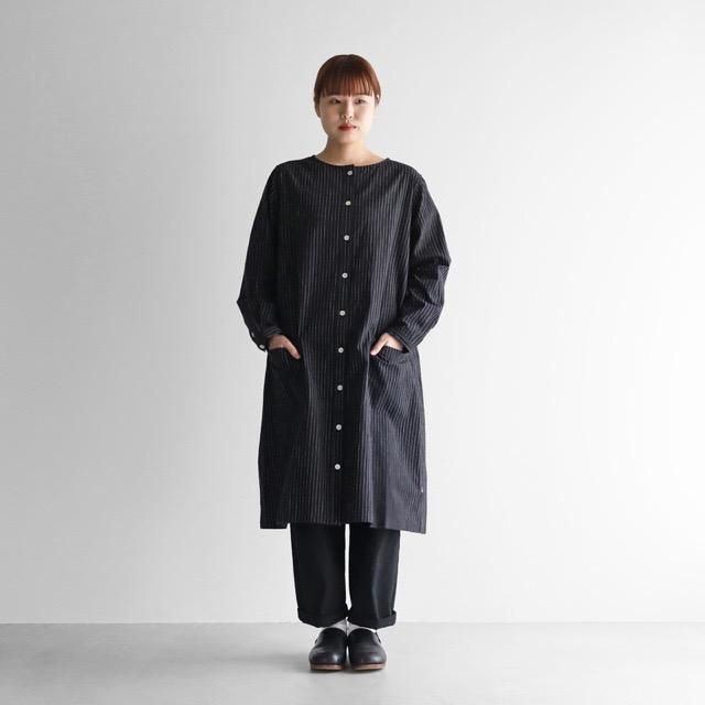 HUIS. シーチングコットンワンピース（ブラックストライプ）【レディス】U203