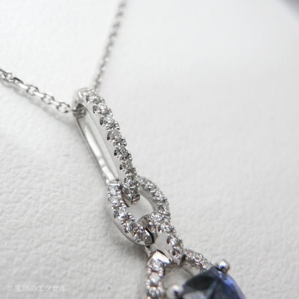 クッションカットサファイア ダイヤモンドネックレス SA0.86ct D クッションカットサファイア ダイヤモンドネックレス SA0.86ct D