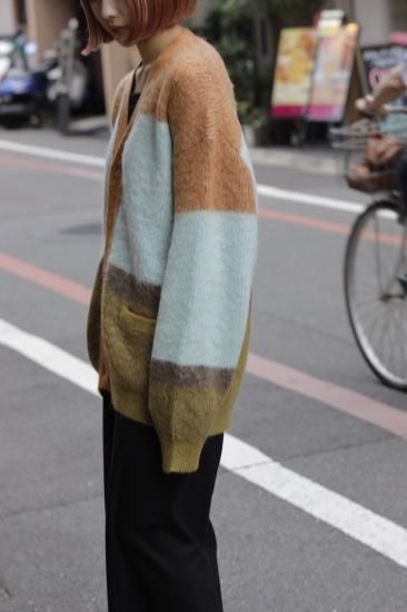 YOKE | MOHAIR BORDER CARDIGAN(PINK) | モヘアボーダー YOKE | MOHAIR BORDER CARDIGAN(PINK) | モヘアボーダー