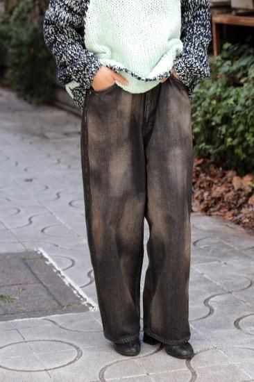 ANCELLM | アンセルム AGING WIDE DENIM PANTS(BLACK ANCELLM | アンセルム AGING WIDE DENIM PANTS(BLACK