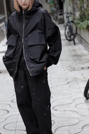 stein | シュタイン NYLON TAFTA HOODED SHORT JACKET(BLACK stein | シュタイン NYLON TAFTA HOODED SHORT JACKET(BLACK