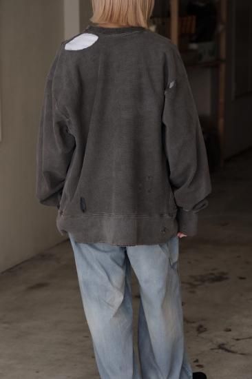 ANCELLM | アンセルム CRASH SWEAT SHIRT(F.BLACK) / クラッシュ ANCELLM | アンセルム CRASH SWEAT SHIRT(F.BLACK) / クラッシュ
