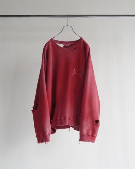 ANCELLM | アンセルム CRASH UNEVEN OVER SWEAT SHIRT(RED ANCELLM | アンセルム CRASH UNEVEN OVER SWEAT SHIRT(RED