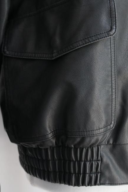 vintage like zip up shrink fake leather jacket / black vintage like zip up shrink fake leather jacket / black