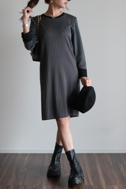 vintage】Yves Saint Laurent / rib knit shift dress - Madder vintage】Yves Saint Laurent / rib knit shift dress - Madder