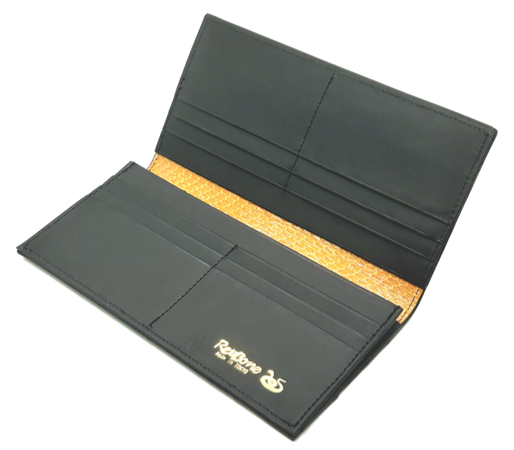 ヘビ革長財布 | 巻蛇シャイニングオレンジイエロー - 『皮革に ヘビ革長財布 | 巻蛇シャイニングオレンジイエロー - 『皮革に