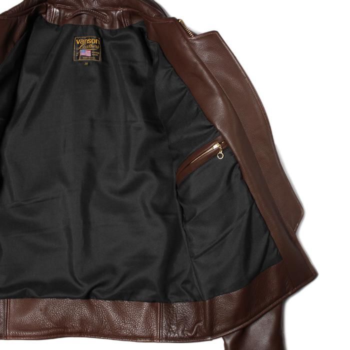 VANSON ENF SLIM FITTED SOFT COW LEATHER - BROWN バンソン VANSON ENF SLIM FITTED SOFT COW LEATHER - BROWN バンソン