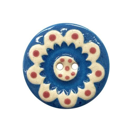 陶器製|ボタン|インド更紗|ハンドペイント|円形|29mm|英国 陶器製|ボタン|インド更紗|ハンドペイント|円形|29mm|英国