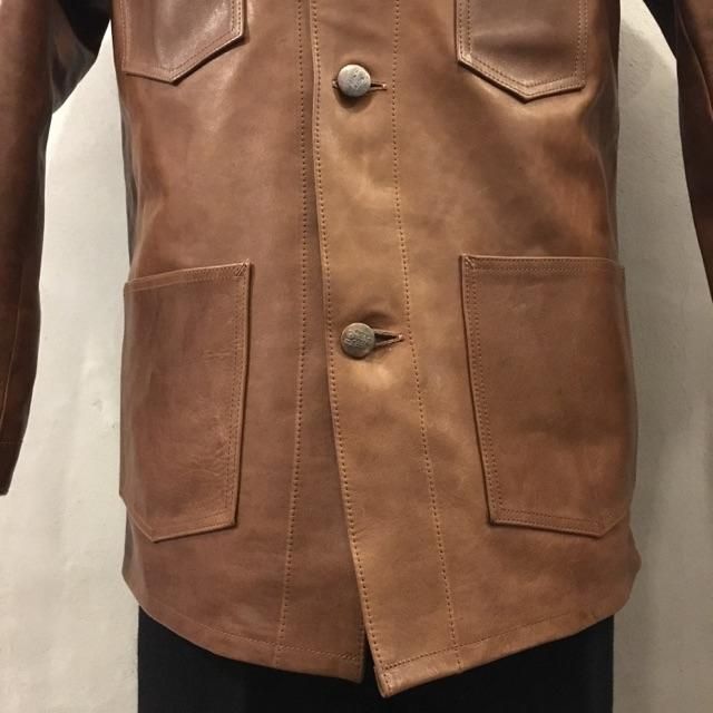BAA COSTUME MFG. “HORSE LEATHER RAIL ROADER HOODIE COAT BAA COSTUME MFG. “HORSE LEATHER RAIL ROADER HOODIE COAT