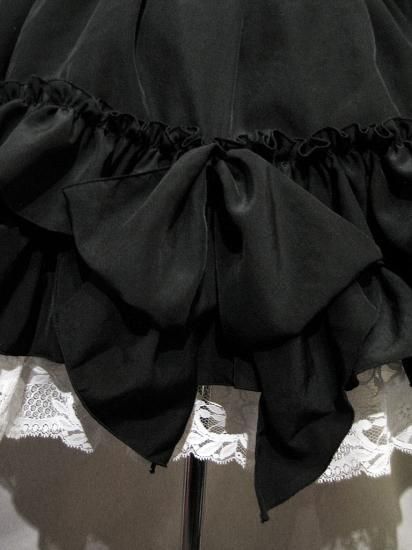 ◇受注商品◇パニエ入り後リボン付きフリルスカート:黒×白 ◇受注商品◇パニエ入り後リボン付きフリルスカート:黒×白