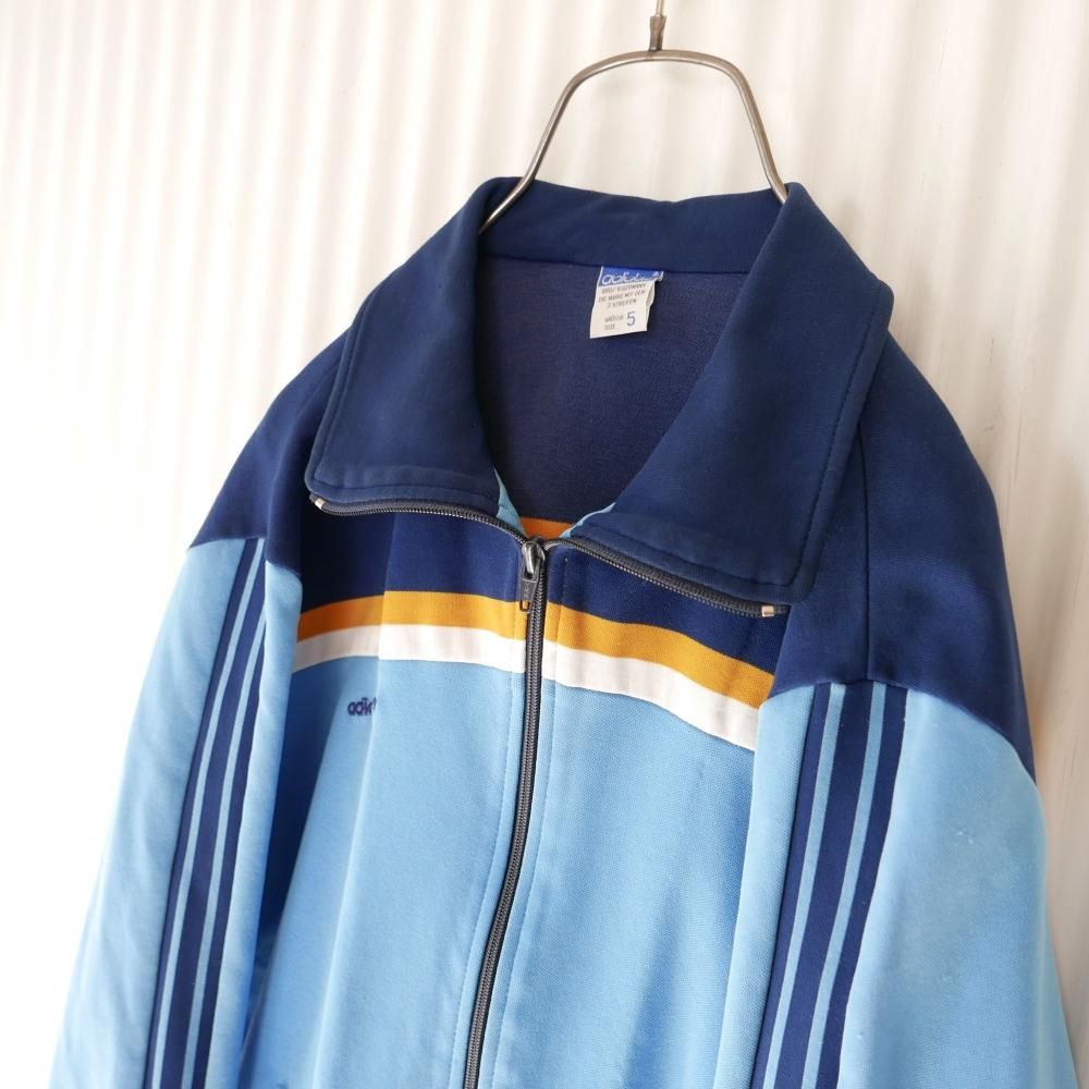 adidas トレフォイル刺繍ヴィンテージトラックジャケット/水色 adidas トレフォイル刺繍ヴィンテージトラックジャケット/水色