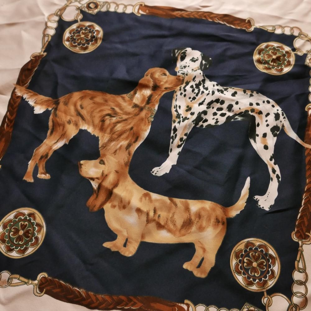 JAGO 犬柄ヴィンテージスカーフ/ITALY‐古着屋マッシュ JAGO 犬柄ヴィンテージスカーフ/ITALY‐古着屋マッシュ