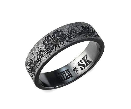 Hizm/SK accessory/燦然彼岸花リング6mm幅 ストーンブラック Hizm/SK accessory/燦然彼岸花リング6mm幅 ストーンブラック