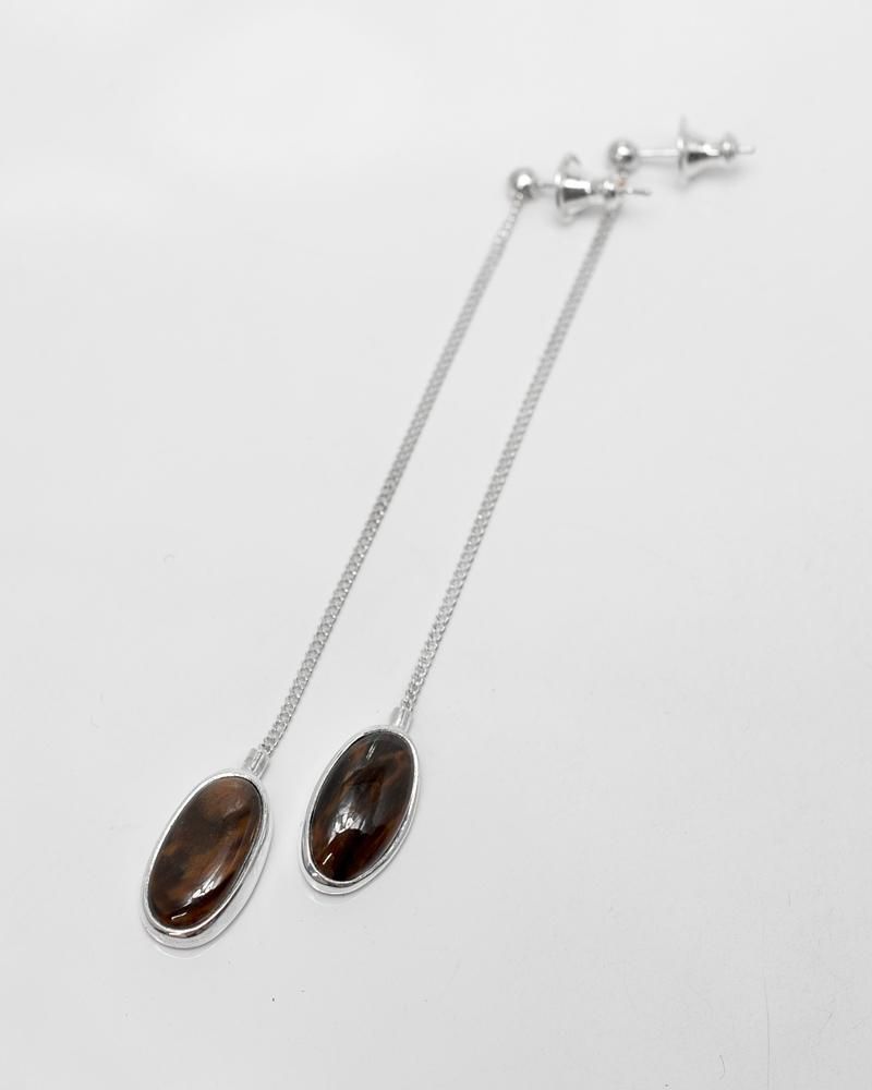 Lifestyle Design Lab ブラウンオブシディアンシルバーピアス Lifestyle Design Lab ブラウンオブシディアンシルバーピアス