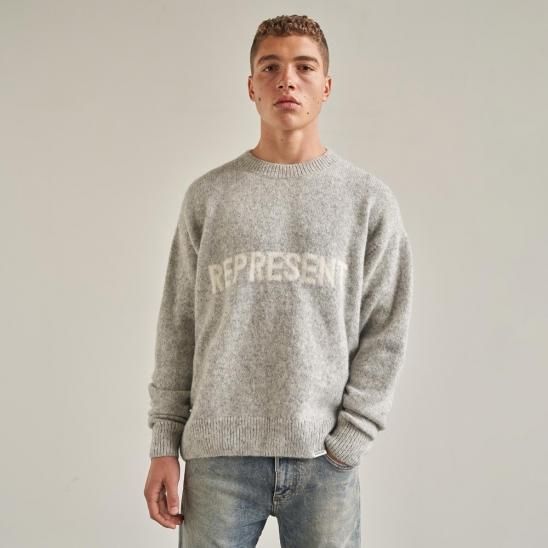 REPRESENT(リプレゼント) 商品ページ - LOGO KNIT SWEATER / ASH REPRESENT(リプレゼント) 商品ページ - LOGO KNIT SWEATER / ASH