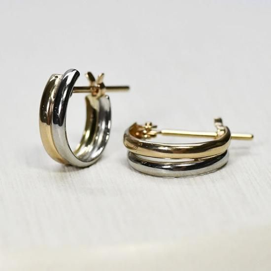 Pt900 K10 2連フープピアス バイニティ クロッシングピアス - DIAN POOL ダイアンプール - ジュエリー通販