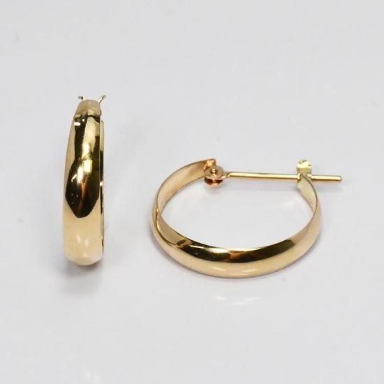 K10（イエローゴールド）・地金 月甲フープピアス 3mm×15mm - DIAN POOL ダイアンプール - ジュエリー通販