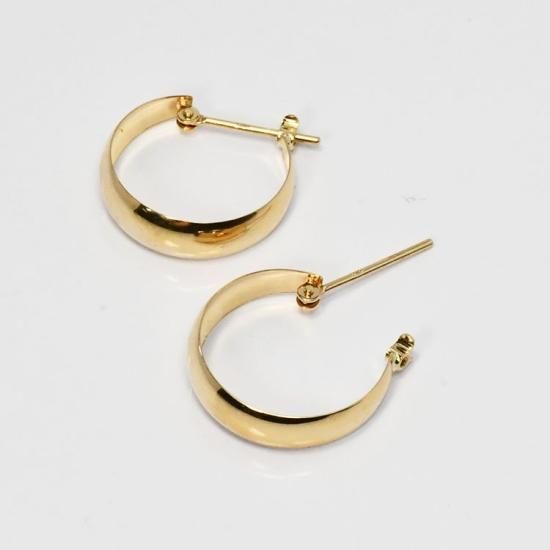 K10（イエローゴールド）・地金 月甲フープピアス 5mm×15mm - DIAN POOL ダイアンプール - ジュエリー通販