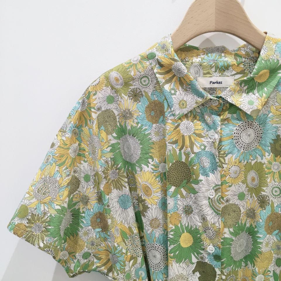 Parkes - チビ衿シャツワンピース半袖(リバティコレクション Parkes - チビ衿シャツワンピース半袖(リバティコレクション