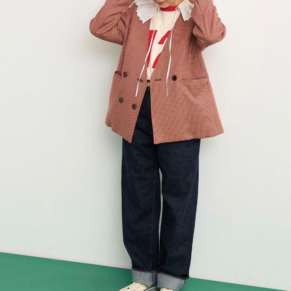 CHILD WOMAN - 2/30グミ加工 レトロ千鳥柄 ジャケット CHILD WOMAN - 2/30グミ加工 レトロ千鳥柄 ジャケット