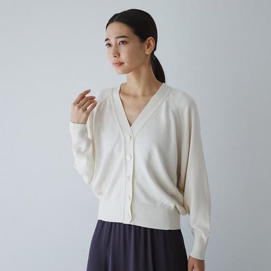 DRESS HERSELF オンライン カーディガン/シルクコットンVネック DRESS HERSELF オンライン カーディガン/シルクコットンVネック