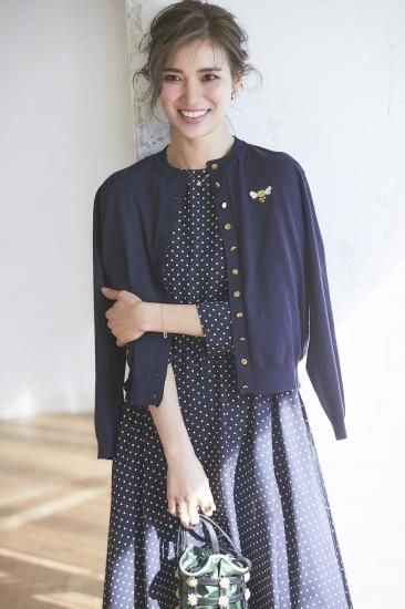 ワンポイント刺繍カーディガン(ネイビー) - seventen ワンポイント刺繍カーディガン(ネイビー) - seventen