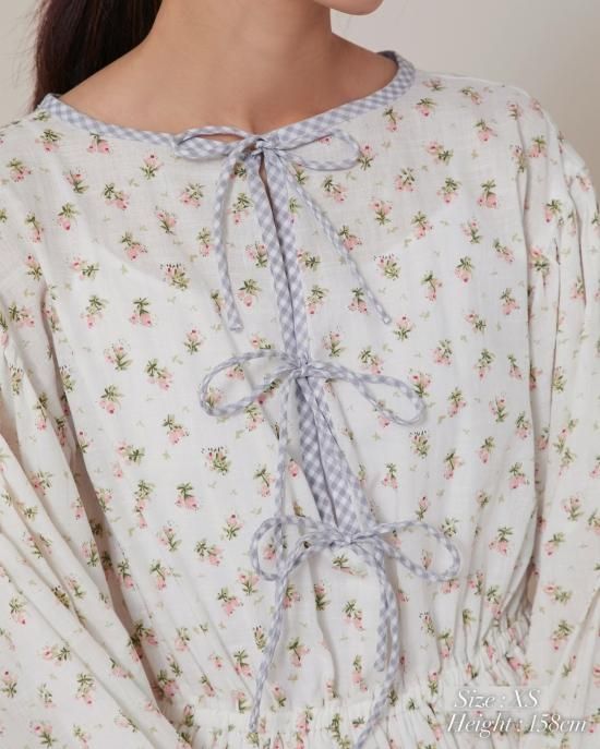 再入荷】小花ローンギンガムパイピングドレス(ピンク) - seventen 再入荷】小花ローンギンガムパイピングドレス(ピンク) - seventen