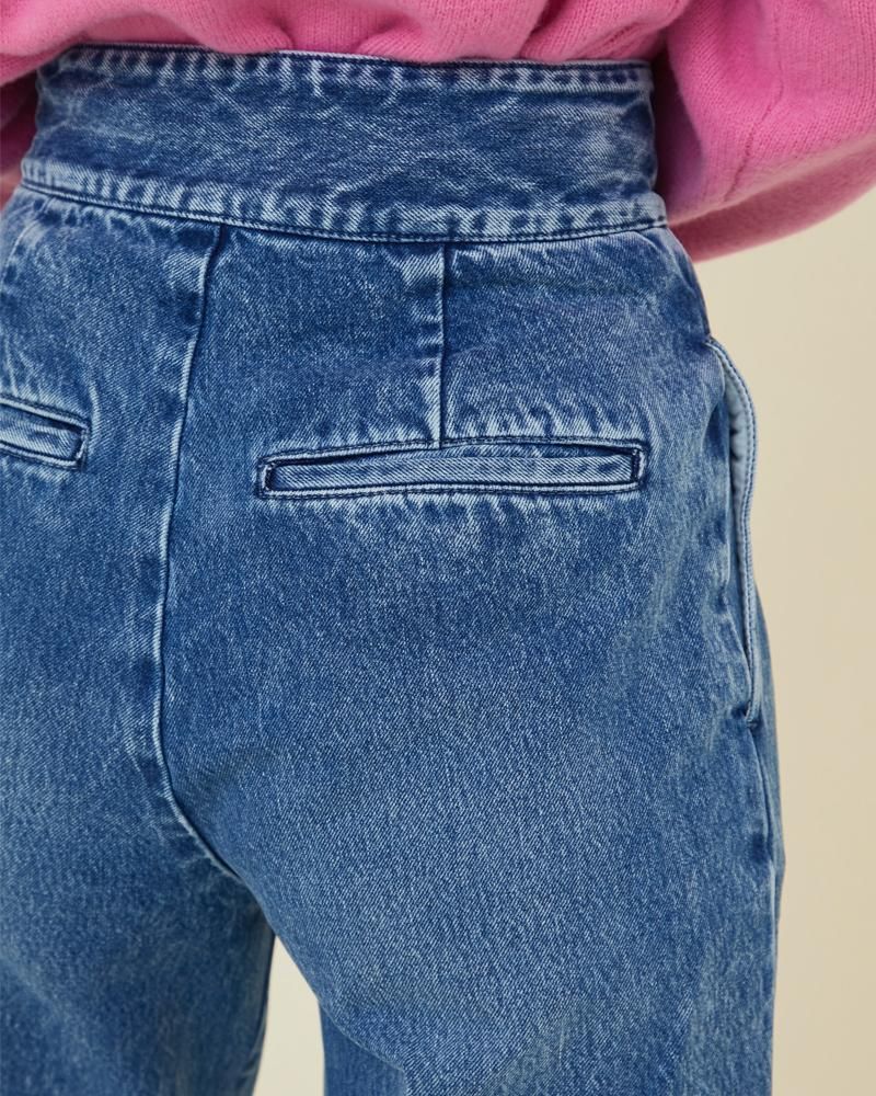 ピンタックキャロットデニムパンツ(ブルー) - seventen ピンタックキャロットデニムパンツ(ブルー) - seventen