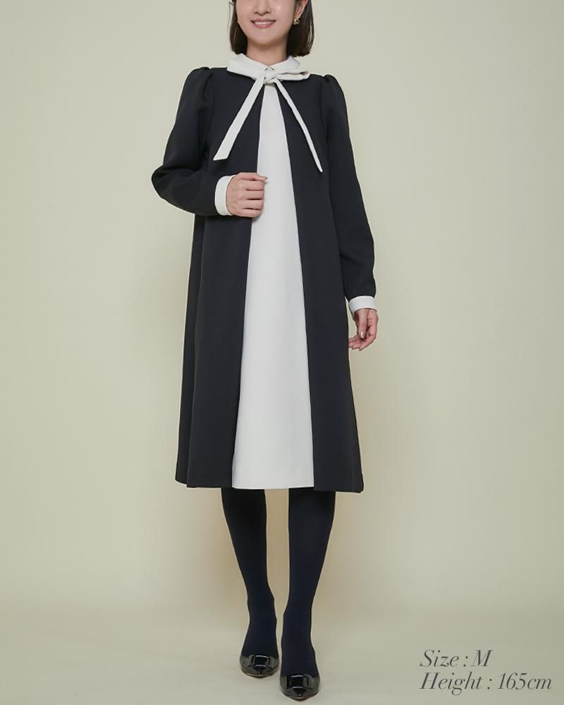 再入荷】フロントタックボウタイワンピース(ネイビー) - seventen 再入荷】フロントタックボウタイワンピース(ネイビー) - seventen