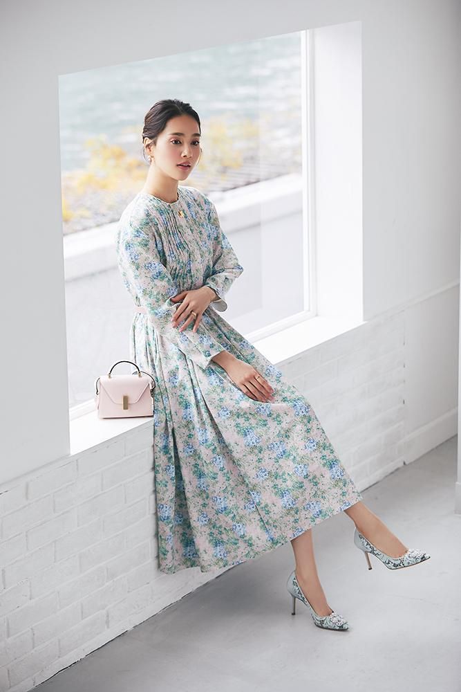 再入荷】ピンタックプリントワンピース(ライトピンク) - seventen 再入荷】ピンタックプリントワンピース(ライトピンク) - seventen